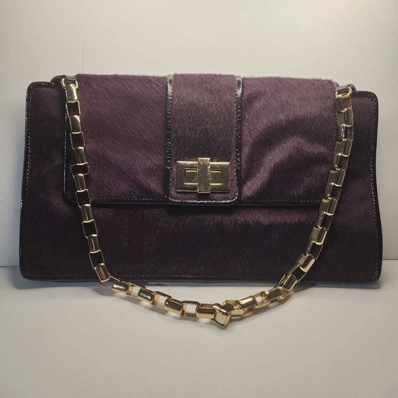 Kooba | Bags | Kooba Womens Shoulder Bag Purple Calf Hair Turnlock ...